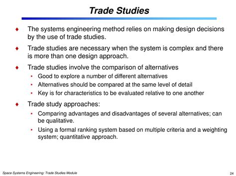 Ppt Trade Studies Module Space Systems Engineering Version 10