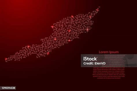 Carte Danguilla Du Modèle Rouge De La Grille De Labyrinthe Et De La