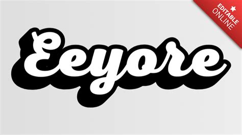 Eeyore Black White 3d Text Effect Generator