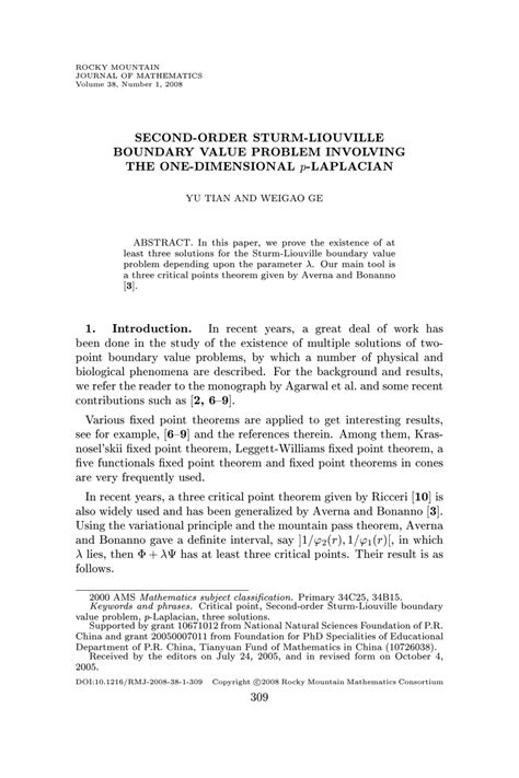 Pdf Second Order Sturm Liouville Boundary Value Problem Involving The