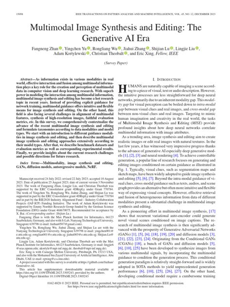 Multimodal Image Synthesis And Editing The Generative Ai Era Pdf Rendering Computer