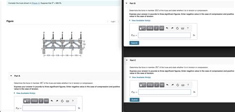 Solved Part Adetermine The Force In Member Bc ﻿of The Truss