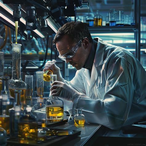 Biotech Research Scientist Conducting Experiments Premium Ai