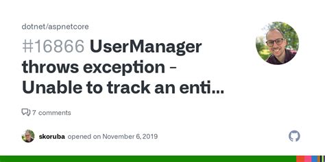 Usermanager Throws Exception Unable To Track An Entity Because