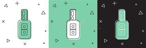 Set Car Key With Remote Icon Isolated On White And Green Black Background Car Key And Alarm