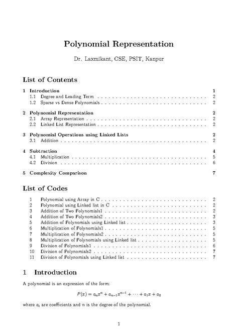 Cse Polynomial Representation And Operations Dr Laxmikant Studocu