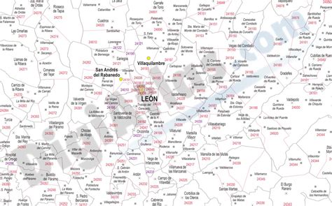 Map Of Leon Province With Municipalities And Postal Codes