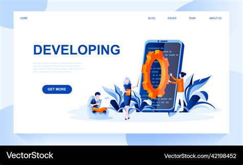 Developing Landing Page Template Royalty Free Vector Image