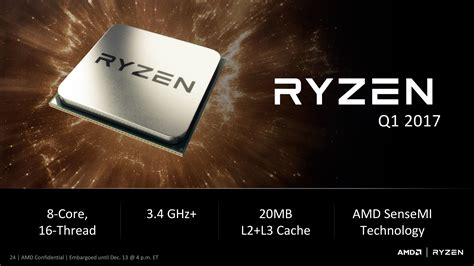 8 Core 16 Thread 95w Tdp 34 Ghz Base Clock Amds First Ryzen Cpu
