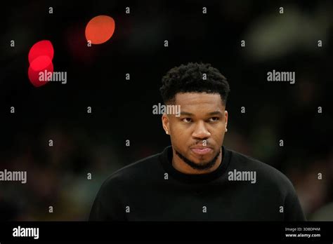 Milwaukee Bucks Giannis Antetokounmpo Looks On During An Nba