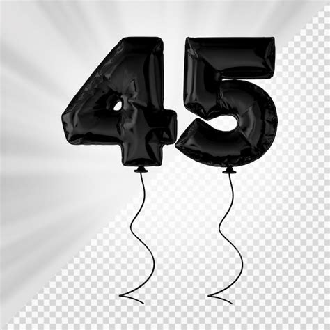 Premium Psd Black Balloon Number 45
