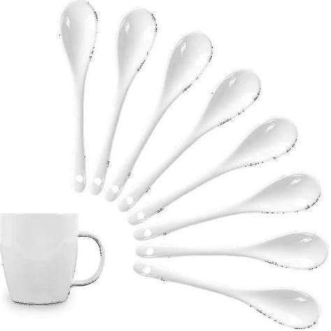Pack Of 10 Egg Spoons Porcelain Egg Spoons White Egg Spoons Teaspoons Serving Fruugo No