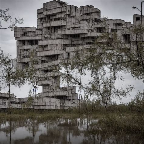 Brutalist Soviet Architecture Abandoned City In The Stable Diffusion