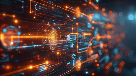 Futuristic Server Room With Glowing Digital Fingerprints Symbolizing