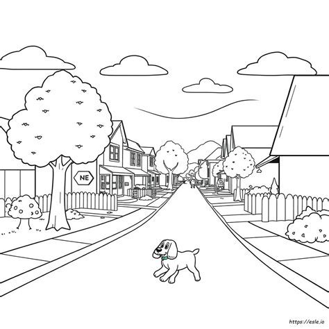 Coloring Neighborhood Pages Houses City Printable Around Color Suburban