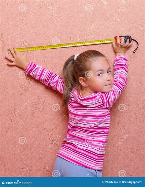 Girl With Measuring Tape Stock Image Image Of Real Smiling 26732147