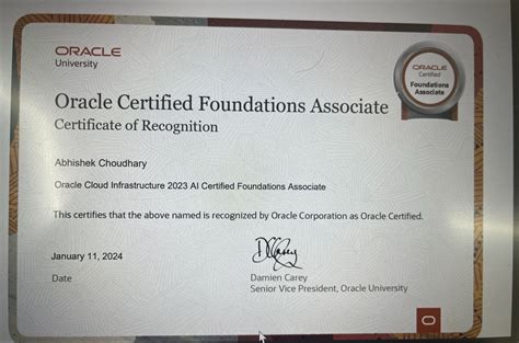 Abhishek Choudhary On Linkedin Completed Oracle 2023 Ai Certified Foundations Associate