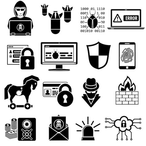 Premium Vector Internet Security Icon Set For Flyer Poster Web Site Like Hacker Virus Spam And
