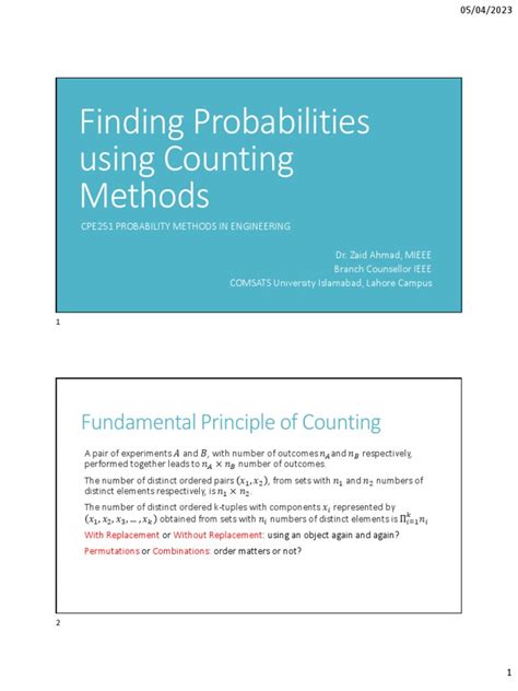Counting Methods Pdf Pdf Permutation Probability And Statistics