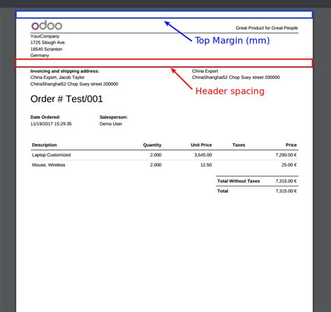 Odoo 10 Qweb Pdf Report Headerspacing And Margintop Properties