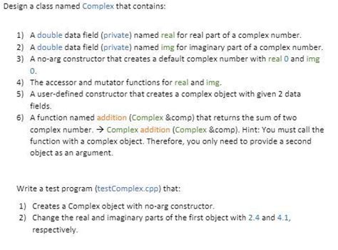 solved design a class named complex that contains 1 a