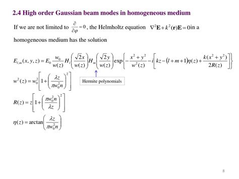 Ppt Chapter 2 Propagation Of Laser Beams Lecture 1 Gaussian Laser Beams Powerpoint