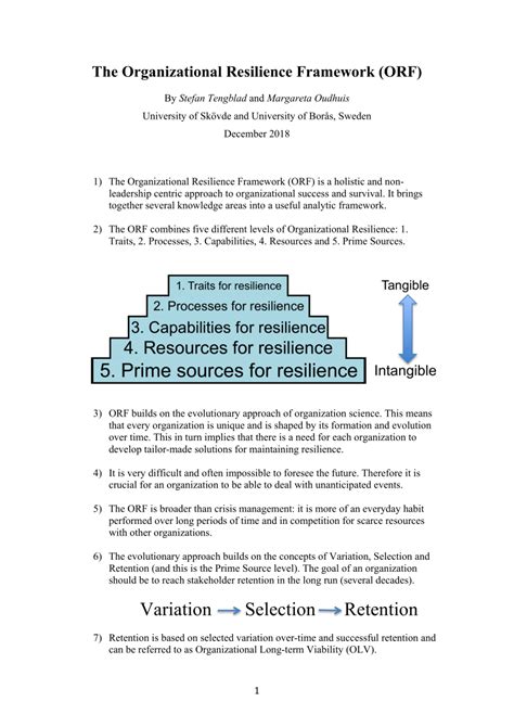 Pdf Organizational Resilience Framework Summarized