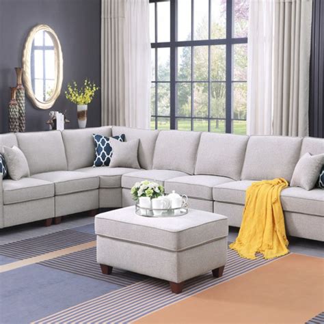 Devion Furniture Beautiful 8 Piece Modular Fabric Sectional With