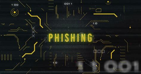 Image Of Phishing Text Banner Over Data Processing And Microprocessor Connections Stock