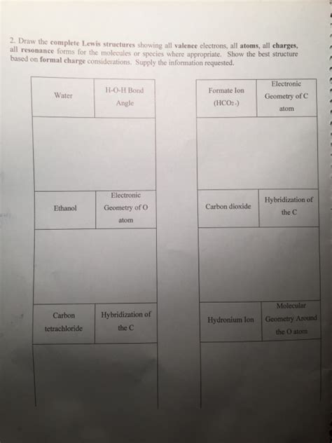 Solved Draw The Complete Lewis Structures Showing All Chegg Com