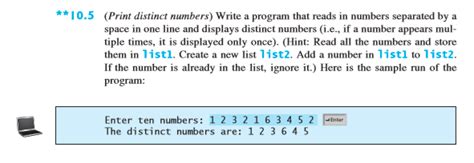 solved 10 5 print distinct numbers write a program that