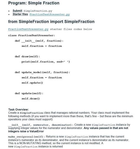 Program Simple Fraction Submit Simplefractionpy •
