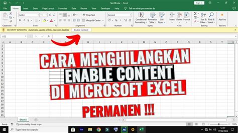 Cara Menghilangkan Enable Content Di Microsoft Excel Youtube