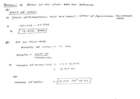 [solved] Density Of Solid Mass Of Pycnometer And Unknown Solid 95 328