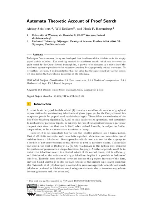 Pdf Automata Theoretic Account Of Proof Search