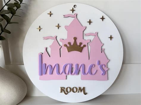 Princess Castle Name Sign Princess Door Sign Girls Door Sign Girls