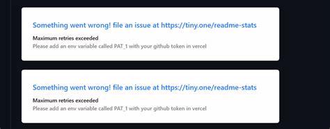 Maximum Retries Exceeded Issue · Anuraghazra Github Readme Stats · Discussion 2212 · Github
