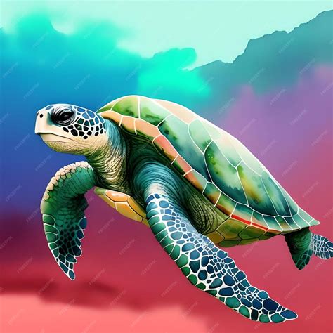 Premium Ai Image Realistic Sea Turtle With Caudal Fin Illustration