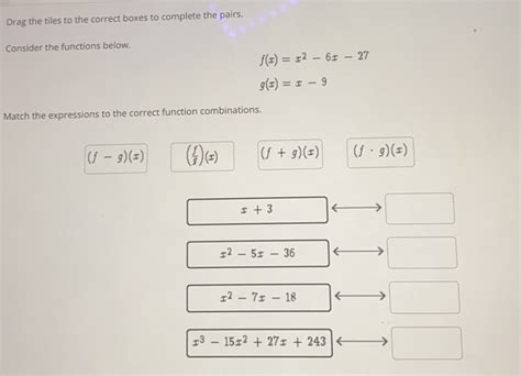 solved drag the tiles to the correct boxes to complete the pairs