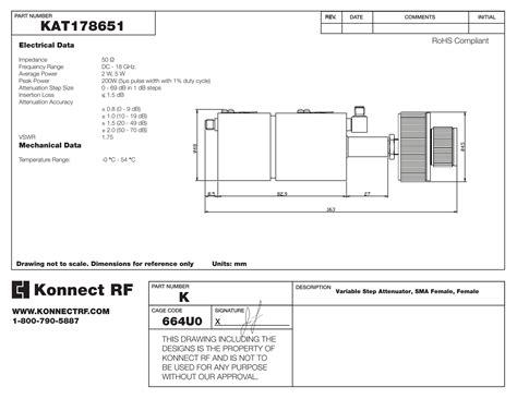 Variable Step Attenuator SMA Female Female 0 1 8 GHz 50 Ohms 2 Watts 0 99 DB In 1 DB Steps
