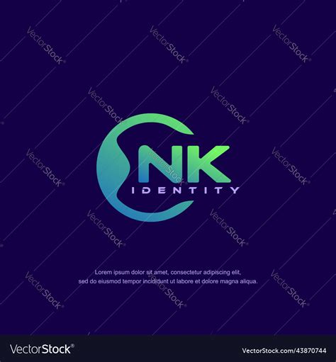 Nk Initial Letter Circular Line Logo Template Vector Image