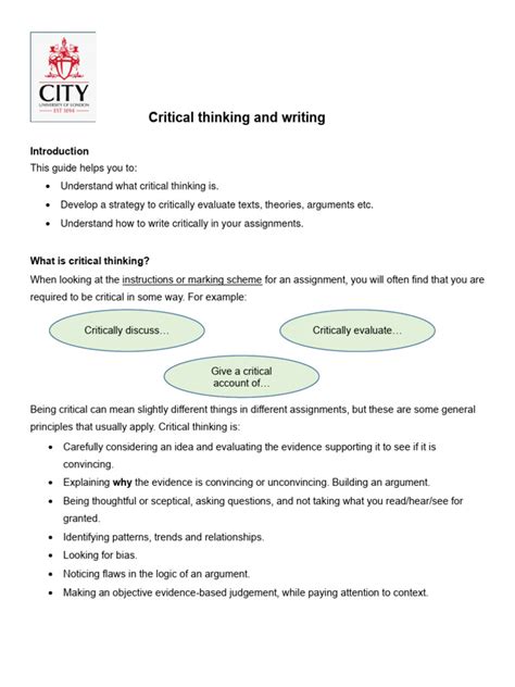 Critical Thinking Guide Final Pdf Critical Thinking Thought