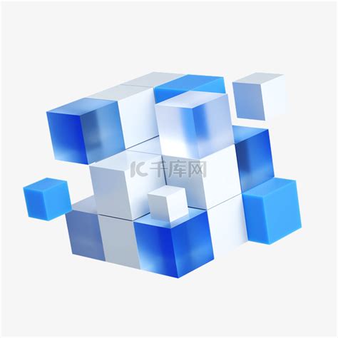 C4d设计界面科技商务图标几何方块魔方玻璃透明素材图片免费下载 千库网