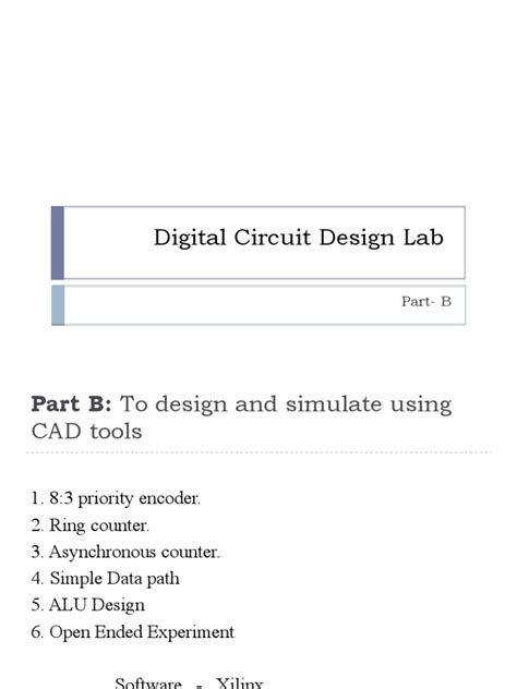 Digital Circuit Design Lab Part B Download Free Pdf Hardware Description Language Digital