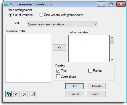 Nonparametric Correlations Genstat Knowledge Base