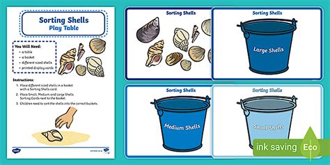 Tas Sorting Shells Play Table Display Labels Teacher Made
