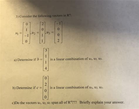 Solved 3 Consider The Following Vectors In R4