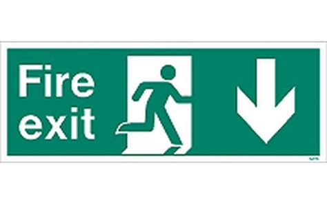 Fire Exit Sign Down White Fire Safety Signs