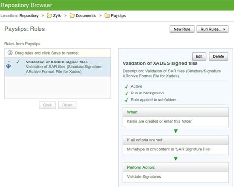 Validation Of Xades Type Signatures In Alfresco ECM