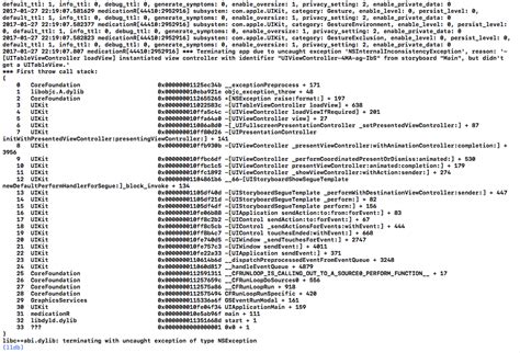 Swift Terminating With Uncaught Exception Of Type NSException Lldb Stack Overflow